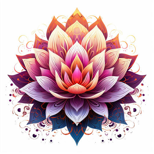 Ornate lotus flower in amber, magenta, and white – IMAGELLA