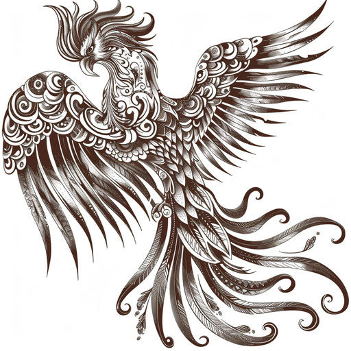 Illustration of a phoenix with Greek motifs, symbolizing rebirth ...
