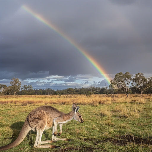 Western grey kangaroo grazing under a rainbow – IMAGELLA