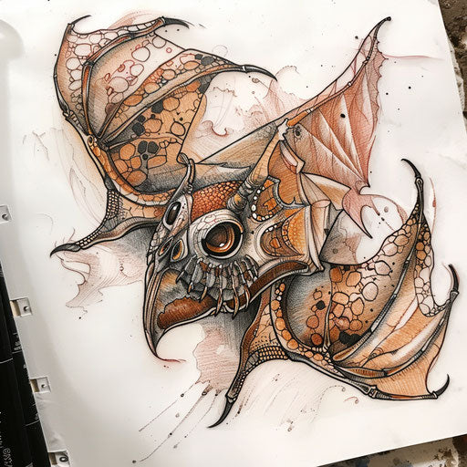 Rustic tattoo sketch of a Batok design using earthy tones and natural ...