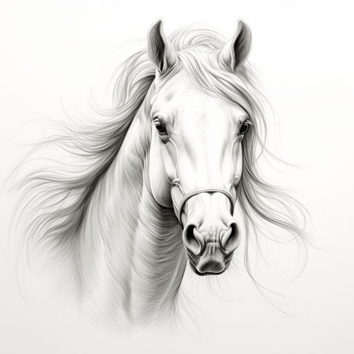 Pencil drawing of a horse, Anne Stokes style, sparse and simple – IMAGELLA