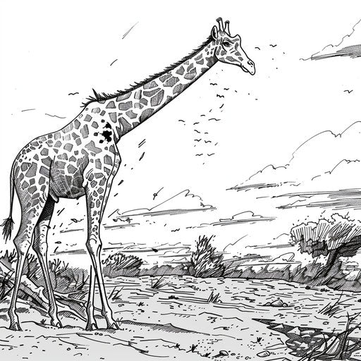 Heroic giraffe in an epic adventure scene – IMAGELLA