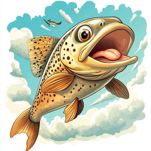 Humorous caricature of a trout with human characteristics – IMAGELLA