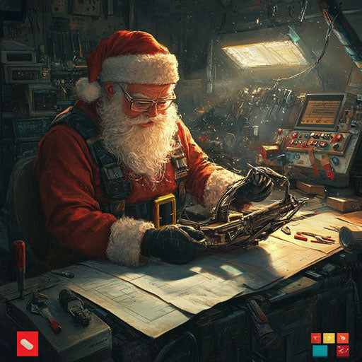 Santa fixing his sleigh in a high-tech workshop – IMAGELLA