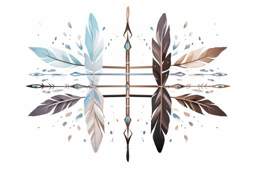 Two blue Indian arrows with feathers on white background – IMAGELLA