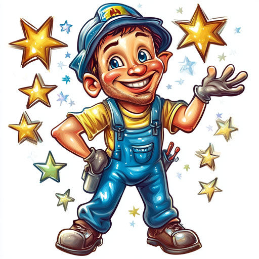 Humorous caricature of a plumber with human characteristics – IMAGELLA