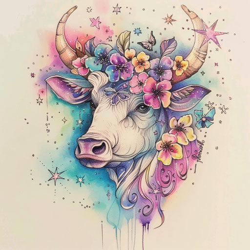 Whimsical sketch of the Taurus constellation with fairy tale ...