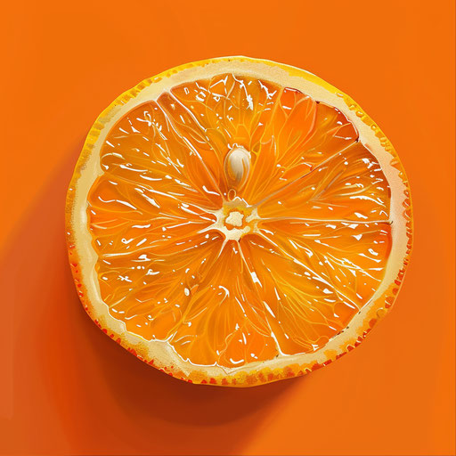 Realistic orange slice on sunset orange background – IMAGELLA