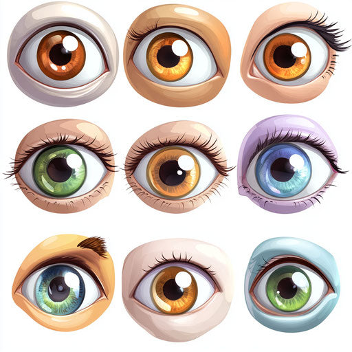 3D cartoon eyes in photo realistic style on flat white background ...
