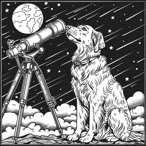 Dog gazing at stars with a telescope – IMAGELLA