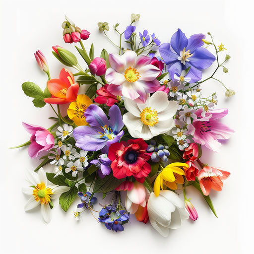 Realistic spring flowers clipart on flat white background – IMAGELLA