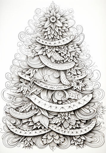 Doodle Christmas tree, fine lines, intricate details – IMAGELLA