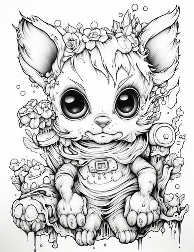 Coloring pages of cute characters in symbolic overload style – IMAGELLA
