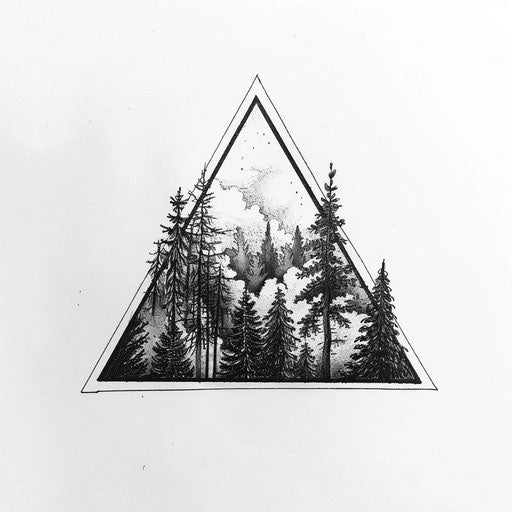 Abstract triangle tattoo sketch with forest scene – IMAGELLA