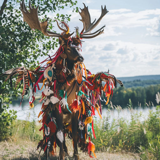Elk participating in traditional dance in tribal culture – IMAGELLA