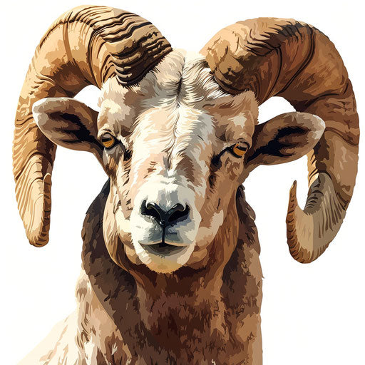 Realistic ram clipart with random background, glossy finish – IMAGELLA