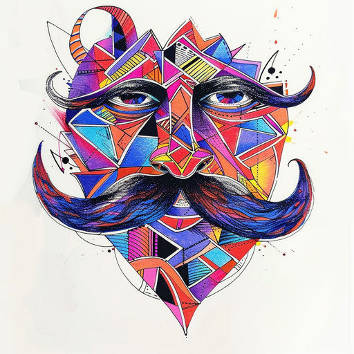 Abstract sketch of mustache with colorful geometric patterns – IMAGELLA