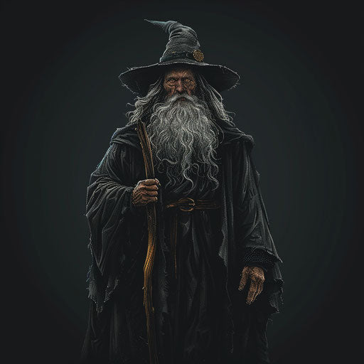 Realistic wizard illustration on dark background – IMAGELLA
