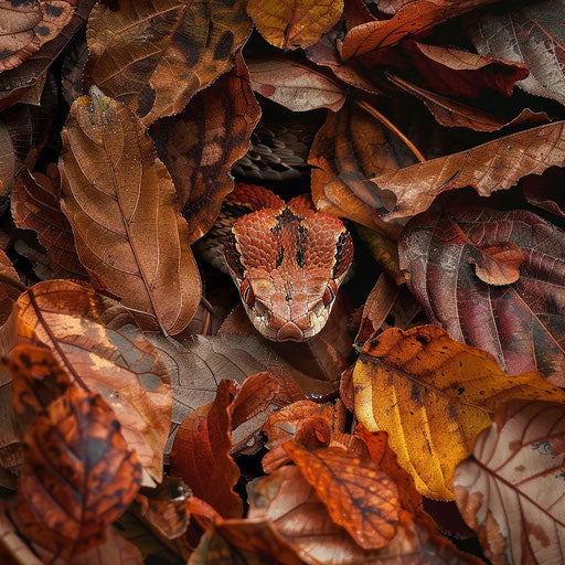 Copperhead snake hidden among autumn leaves – IMAGELLA
