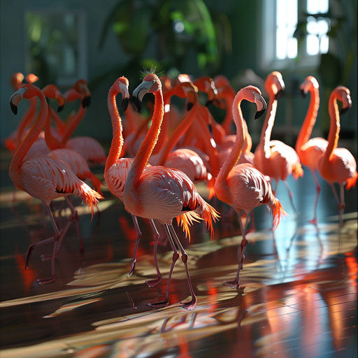 Group of flamingos in ballet pose – IMAGELLA