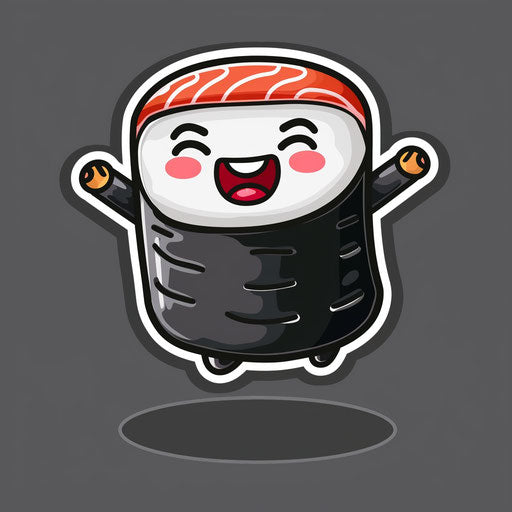 Cute dancing sushi roll character, sticker style – IMAGELLA