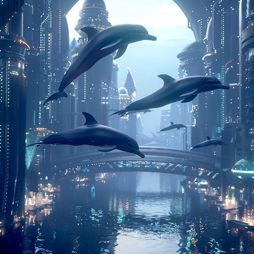 Dolphins in futuristic underwater utopia – IMAGELLA