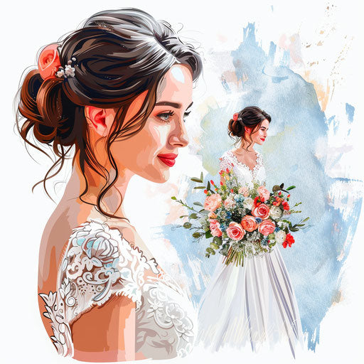 Realistic bride illustration on flat white background – IMAGELLA