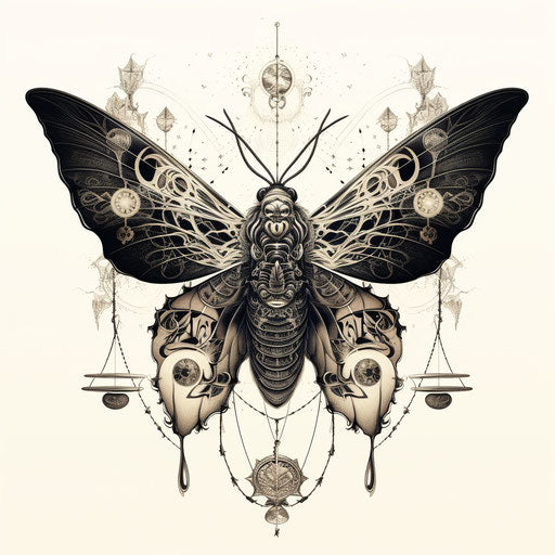 Black and white moth symbol, geometric mystic visionary style – IMAGELLA