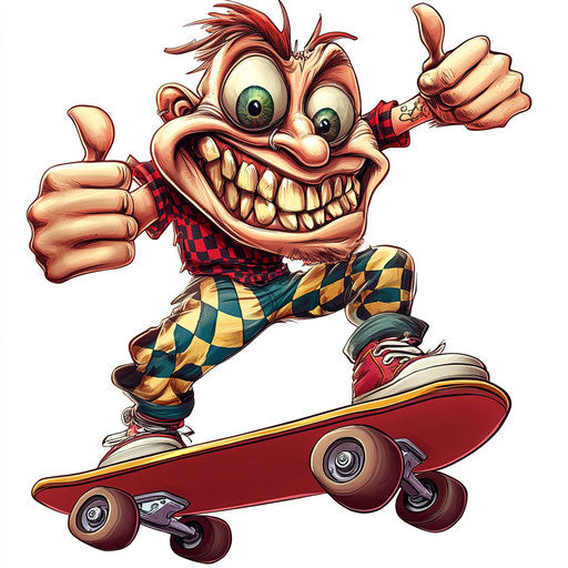 Humorous caricature of a skating image with human characteristics ...