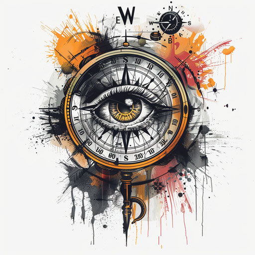 Adventurous tattoo sketch of an eyeball in a compass with adventure ...