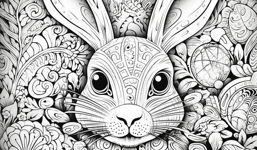 Easter bunny coloring for kids, Fauvist style – IMAGELLA