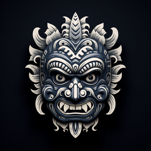 White tribal mask tattoo style Tonga art – IMAGELLA