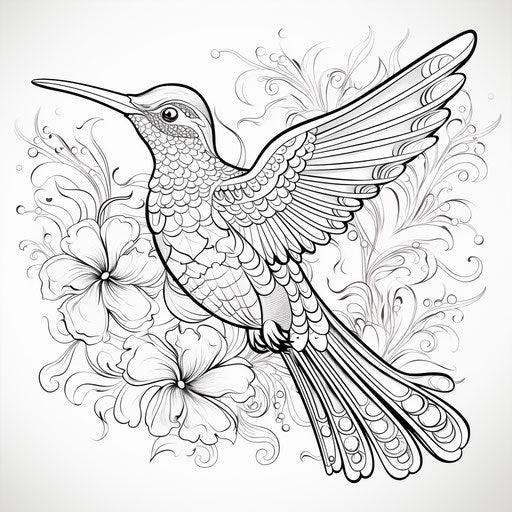 Hummingbird coloring page drawing in sleek line style – IMAGELLA