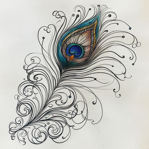 Renaissance-inspired peacock feather tattoo sketch with classical art ...