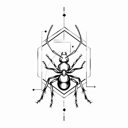 Minimalist flat ant silhouette with geometric pattern – IMAGELLA