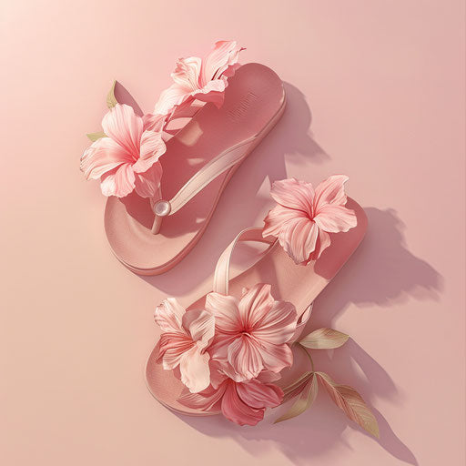 Realistic sandals on dusky rose background – IMAGELLA