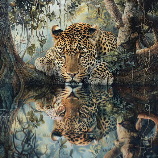 Leopard reflection in natural oasis – IMAGELLA