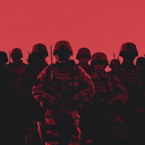 Flat background in deep maroon with army clipart – IMAGELLA