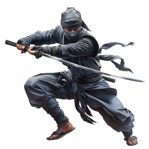 Realistic ninja on flat white background – IMAGELLA