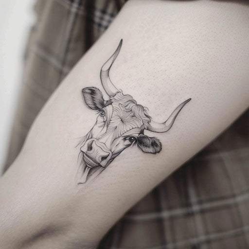 Fine line bull tattoo on smooth white background – IMAGELLA