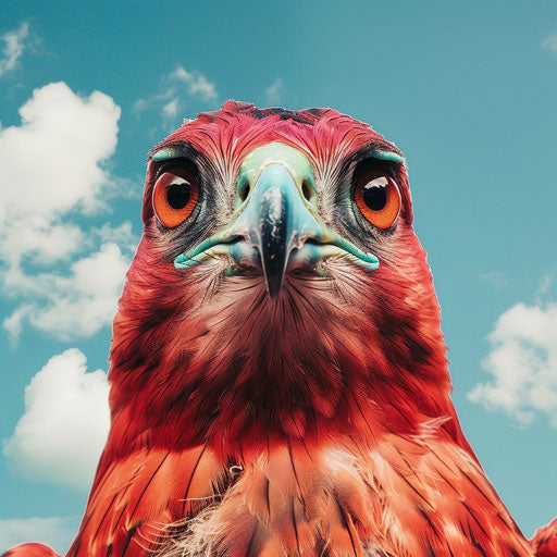 Red hawk bird with a playful expression in the sky – IMAGELLA