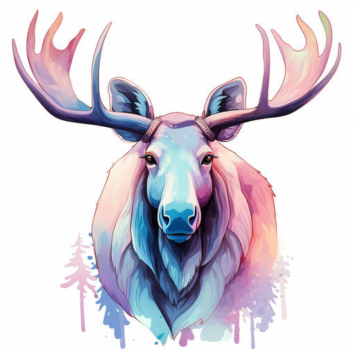 Pastel-colored moose clipart on a white background – IMAGELLA