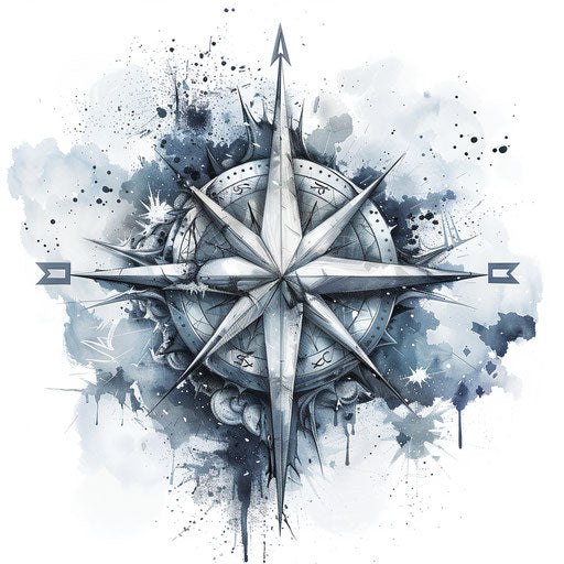 Gothic compass rose surrounded by storm clouds and stars – IMAGELLA