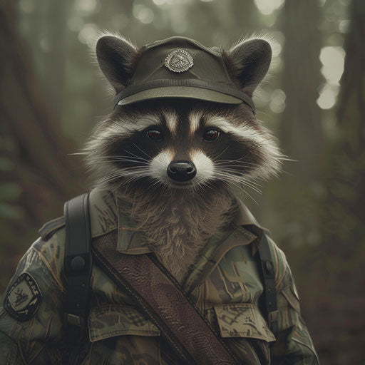 Raccoon park ranger protecting endangered species in park. – IMAGELLA