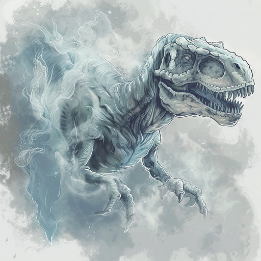 Eerie flat tattoo sketch of a ghostly T rex emerging from the mist ...