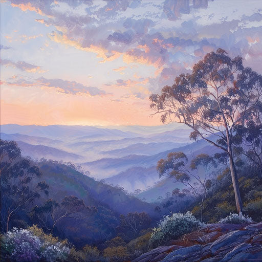 A tranquil dawn over Mt Baw Baw, soft pastel colors – IMAGELLA