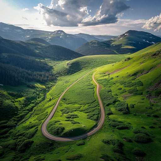 Summer ridge road, lush greenery, expansive views – IMAGELLA