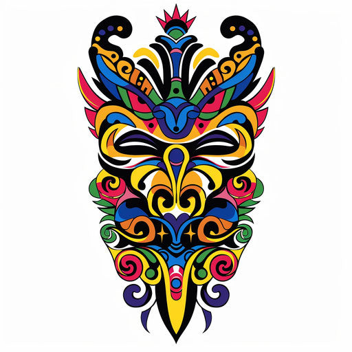 Vibrant, colorful tattoo sketch of a traditional moko design in clipart ...