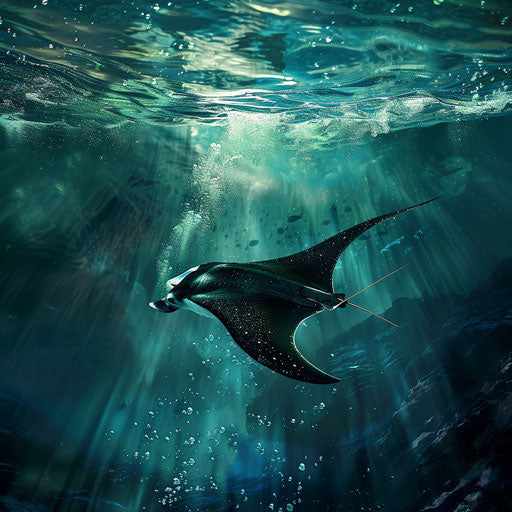Manta ray gliding through a serene underwater landscape – IMAGELLA