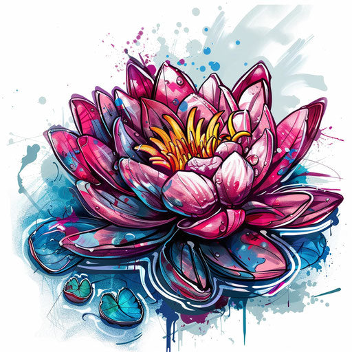 Digital illustration of a graffiti style water lily tattoo artwork ...